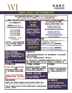 W1- Quick Reference Guide (Chinese Version) | Concord Pacific | Canada ...